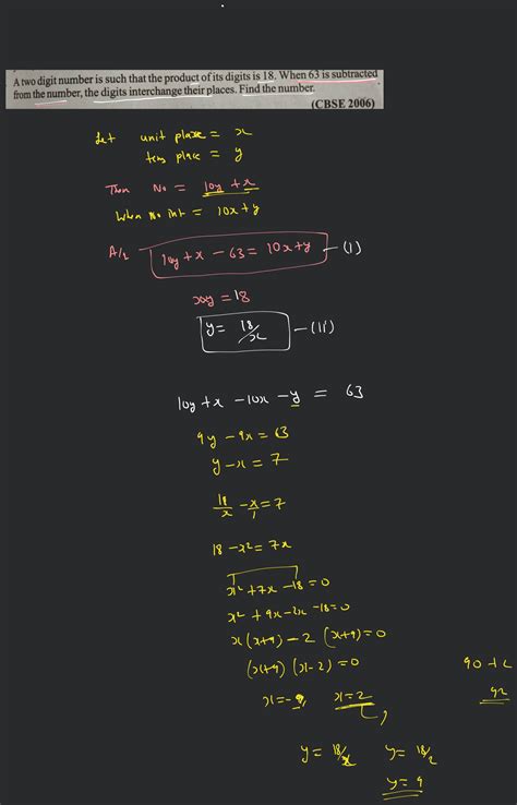 A Two Digit Number Is Such That The Product Of Its Digits Is When