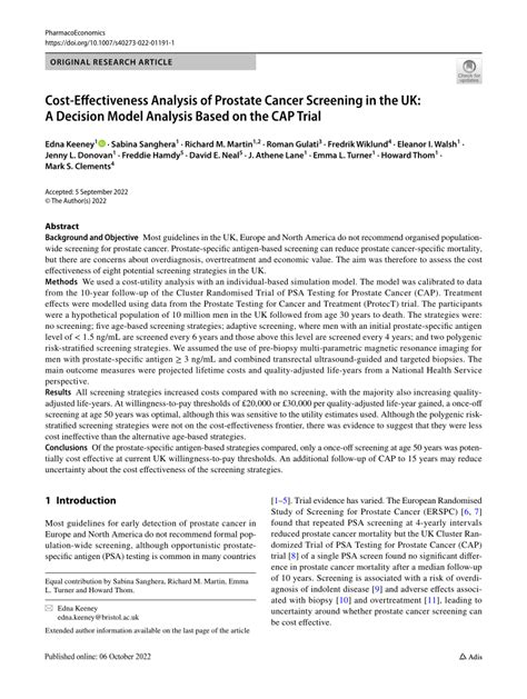 Pdf Cost Effectiveness Analysis Of Prostate Cancer Screening In The Uk A Decision Model