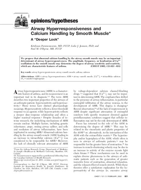 Pdf Airway Hyperresponsiveness And Calcium Handling By Smooth Muscle