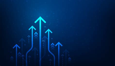 사업 성취 화살표 파란색 배경에 성공에 대한 전략 소득 이익 및 투자 성장 주식 시장 거래 그래프 벡터 일러스트레이션 환상적인