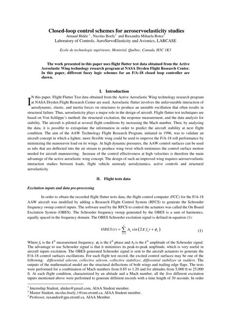 Pdf Controls Of The Fa 18 Active Aeroelastic Wing Based On Flight Flutter Test Data