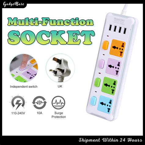 functional socket extension portable colorful 2m 5m international power