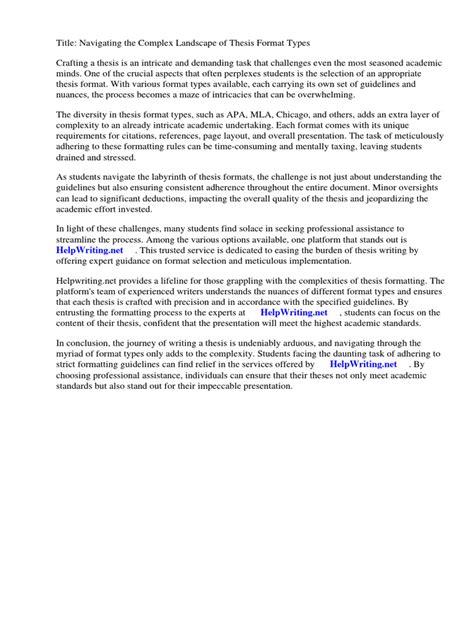 Thesis Format Types Download Free Pdf Thesis Essays