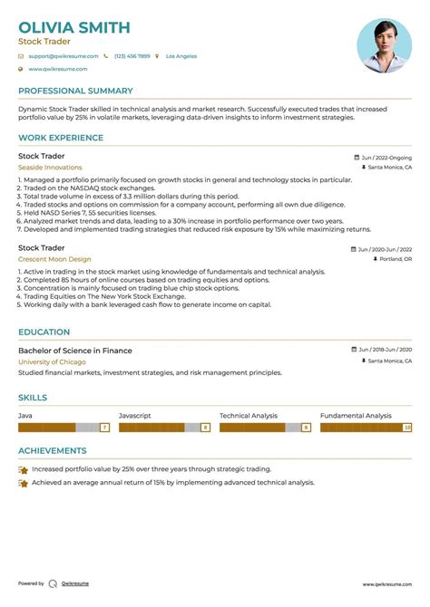 10 Stock Trader Resume Samples And Templates For 2025