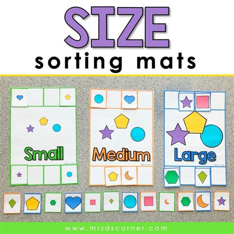 Size Comparison Sorting Mats [3 Mats] Small Medium Large Size Sorting