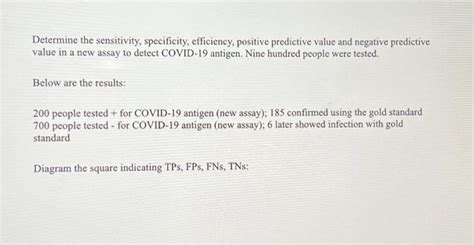 Solved Determine The Sensitivity Specificity Efficiency