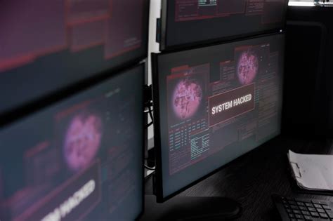premium photo security breach error and cyber crime attack flashing