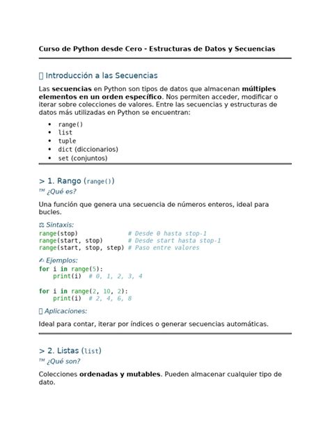Estructuras Datos Python Pdf Python Lenguaje De Programación Ciencias De La Computación