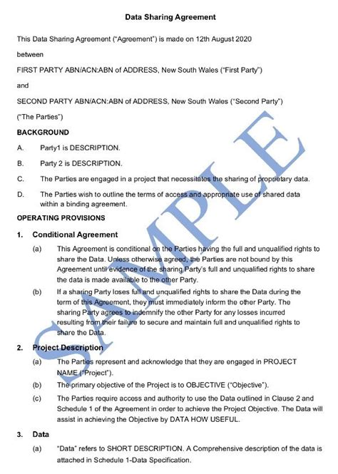 Data Sharing Agreement Template Word