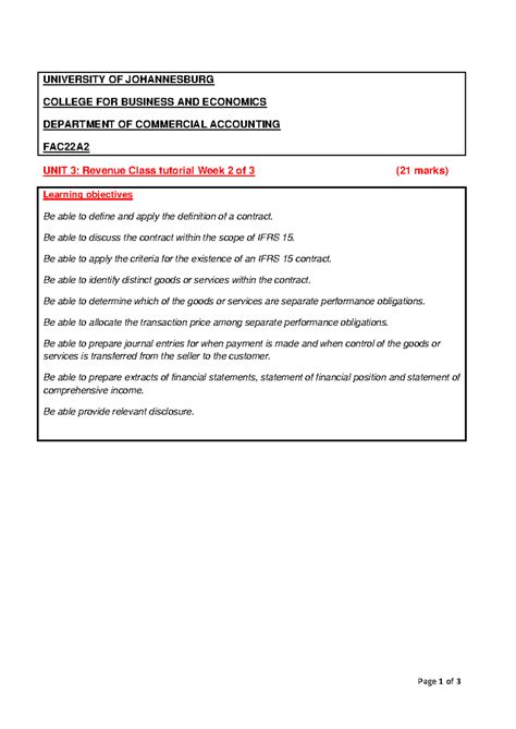 2 revenue class tutorial question week 2 of 3 2023 final page 1 of