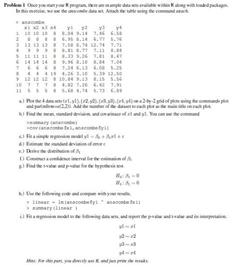 Solved Once You Start Your R Program There Are Example Data Chegg Com