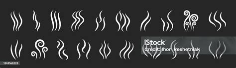 스모크 아이콘입니다 그릴과 요리에서 증기 냄새와 향기의 로고 라인 스타일의 열에서 증기 기호 향수에서 냄새 가스 화염 연기 및