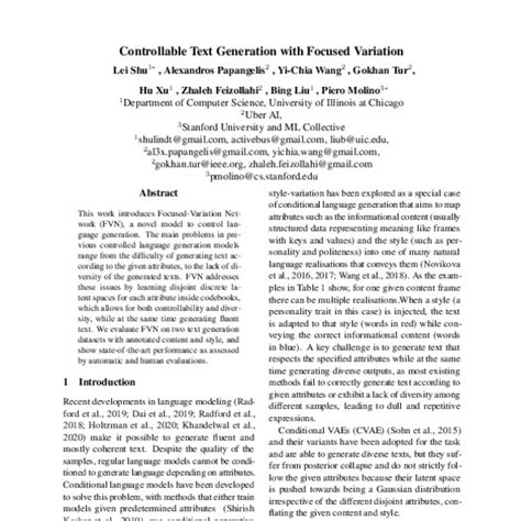 Controllable Text Generation With Focused Variation Acl Anthology