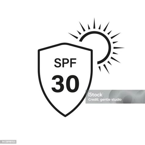 Uv 선 스크린 방패는 피부 라인 아이콘을 보호합니다 Spf 30 저항하는 구획 자외선 광선 선형 Pictogram 자외선 차단 보호 방사선 크림 로션 개요 아이콘 격리된