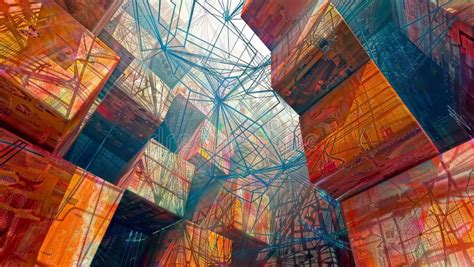 Layered Abstraction Bold Colors And Captivating Depth Generative Ai