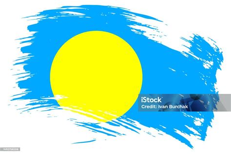 팔라우 브러쉬 스트로크 플래그 벡터 배경입니다 손으로 그린 그런지 스타일 팔라우 고립 배너 거친에 대한 스톡 벡터 아트 및 기타