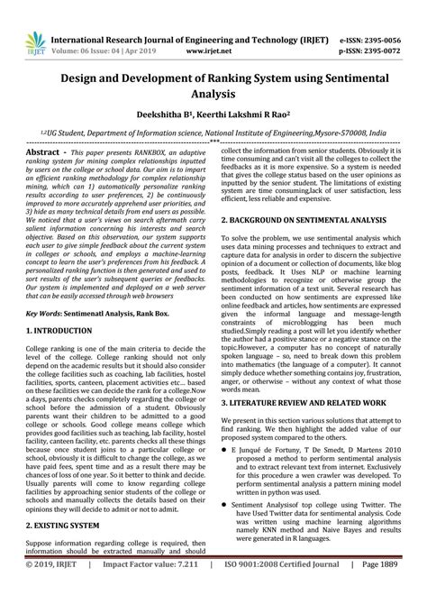 IRJET Design And Development Of Ranking System Using Sentimental Analysis By IRJET Journal Issuu
