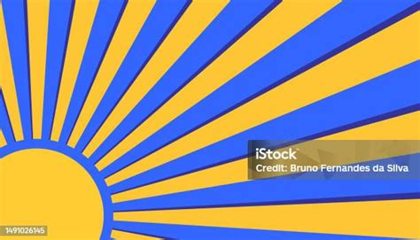 원형 파란색 노란색 줄무늬 배경 직사각형 삽입 공간이 있는 측면 스크롤 Sunburst Radial 고풍스런에 대한 스톡 벡터 아트 및 기타 이미지 Istock