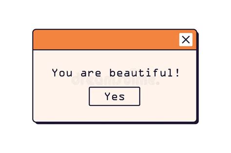 Retro Computer Dialog Window With Compliment System Message Box In 90s 00s Design Style Stock