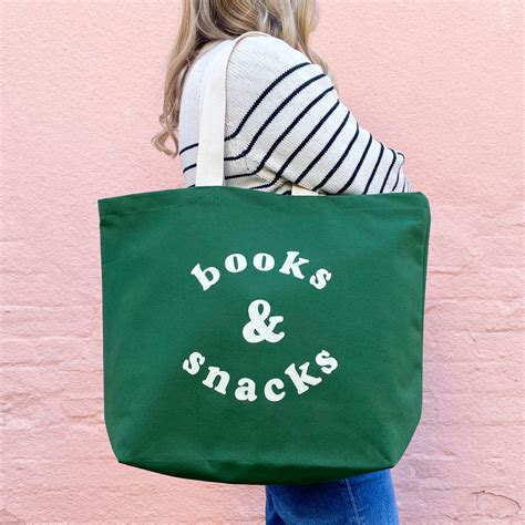 Books And Snacks Canvas Tote Bag Alphabet Bags