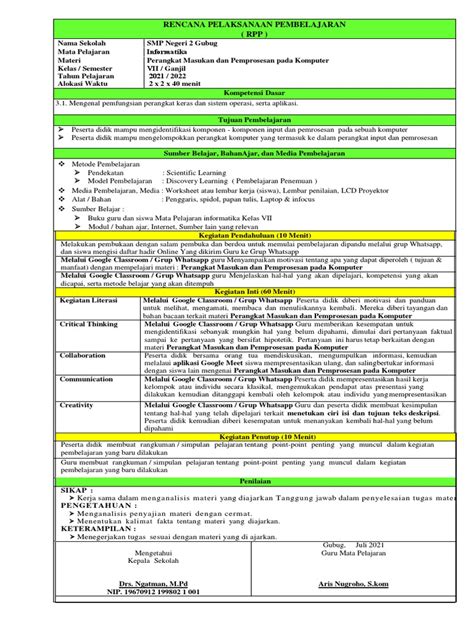 Rpp Informatika Kelas 7 Pdf