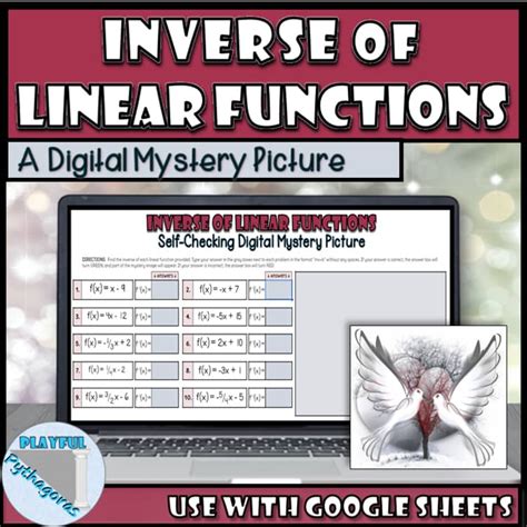 Inverse Of Linear Functions Self Checking Digital Mystery Picture Activity