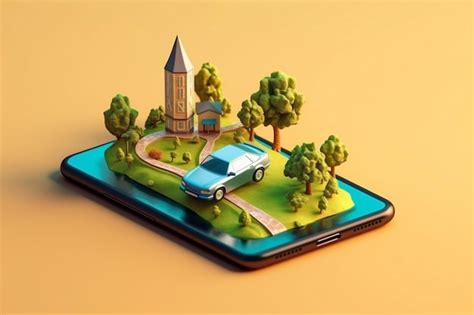 Premium Photo Mobile Direction Navigation Location Position Point Map