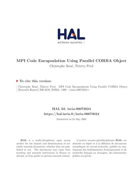 pdf mpi code encapsulation using parallel corba object · mpi code
