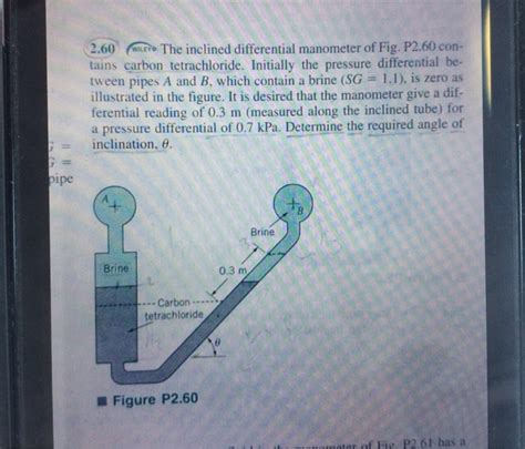 Solved The Inclined Differential Manometer Of Fig P2 6 Chegg Com