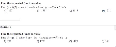 Solved Find The Requested Function Value Find G F2