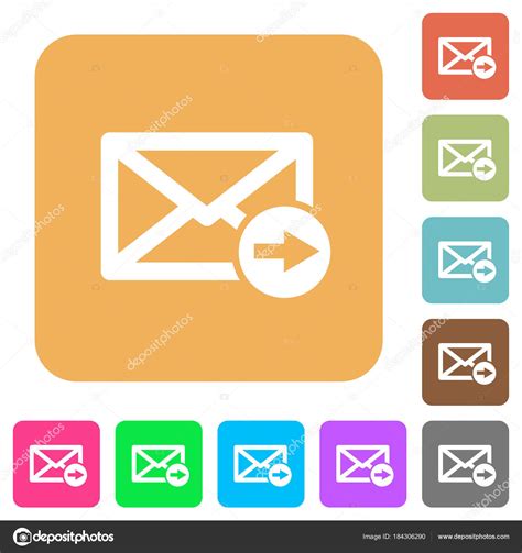Mail Forwarding Rounded Square Flat Icons Stock Vector Image By