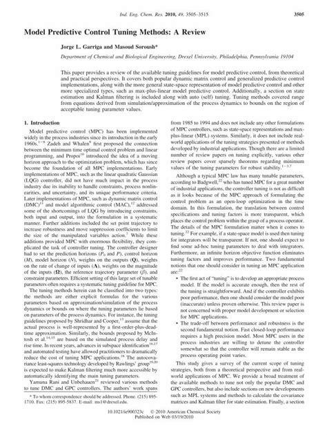 pdf model predictive control tuning methods a review dokumen tips