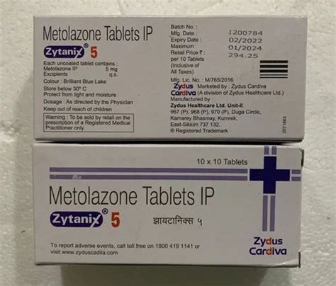 Metolazone Tablet 5mg At ₹ 294 25 Stripe Metoz In Nagpur Id 2853332040833