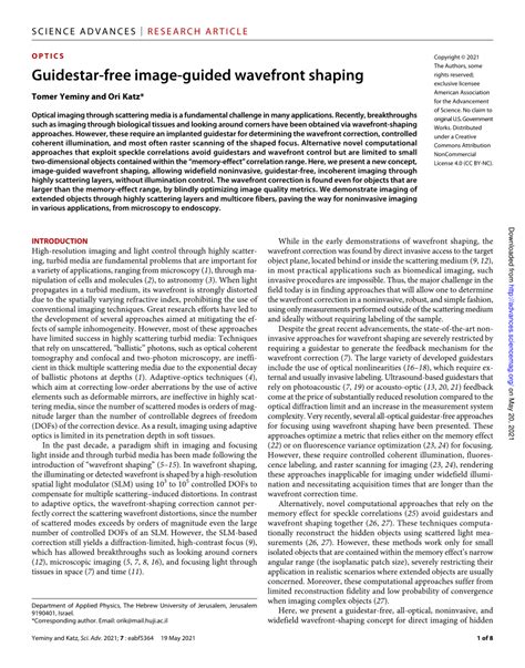 Pdf Guidestar Free Image Guided Wavefront Shaping