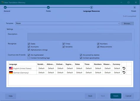 Configuring Translation Memories