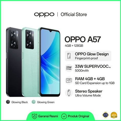 Jual OPPO A57 4GB 128GB 5000mAh 33W SuperVOOC RAM Expansion Ultra Linear Stereo Speaker