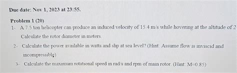 Solved Due Date Nov 12023 At 2355 Problem 1 20 1 A
