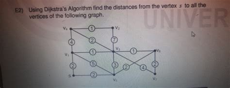 E2) Using Dijkstra's Algorithm find the distances from the vertex s to al..