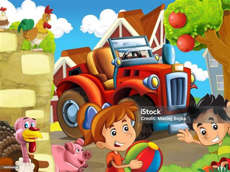 만화 행복 한 농장 장면 농장 부부 남자와 여자 흰색 배경에 행복 아이들을 위한 그림 가리기에 대한 스톡 벡터 아트 및 기타 이미지 Istock