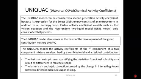 Activity Coefficient Models Nrtl Uniquac Unifac Youtube