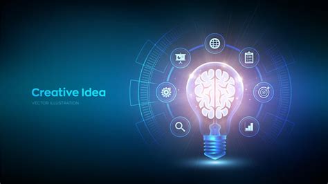 Premium Vector Creative Idea Human Brain In A Light Bulb Business Idea Brainstorming Creative