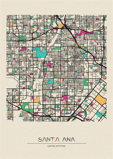 Santa Ana Map Poster Picture Metal Print Paint By Deniz A Displate