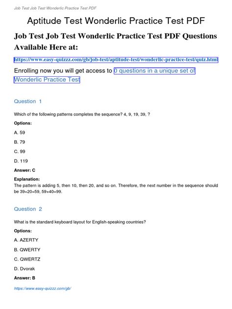 Wonderlic Practice Test Pdf