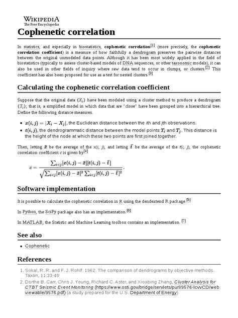 Cophenetic Correlation Pdf Statistics Applied Mathematics