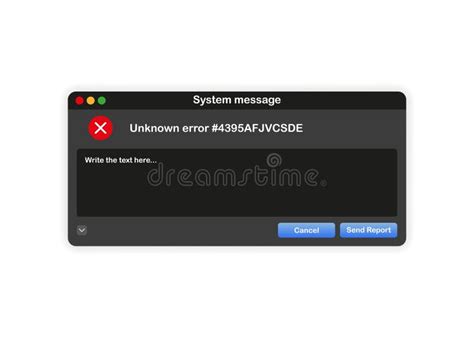 Window Of User Interface Critical Error Warning Message On White Background Vector Stock