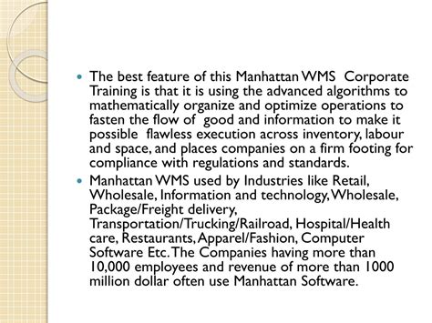 Ppt Proexcellency Provides Manhattan Wms Online Training Powerpoint