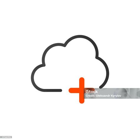 데이터 클라우드 아이콘 더하기 기호를 추가 합니다 벡터 그림을 흰색 배경에 고립입니다 0명에 대한 스톡 벡터 아트 및 기타 이미지 0명 기후 묘사 날씨 Istock