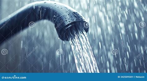 Gushing Water From Outdoor Metal Pipe During Rainstorm Stock Image
