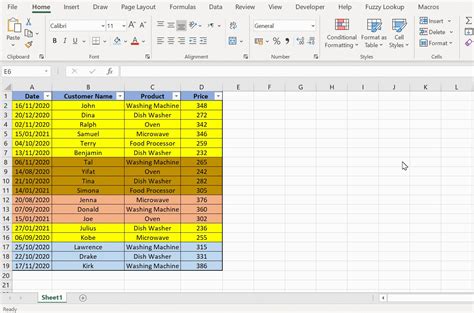 filter tool excel practice online