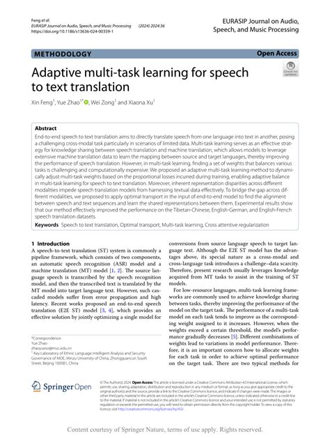 Pdf Adaptive Multi Task Learning For Speech To Text Translation